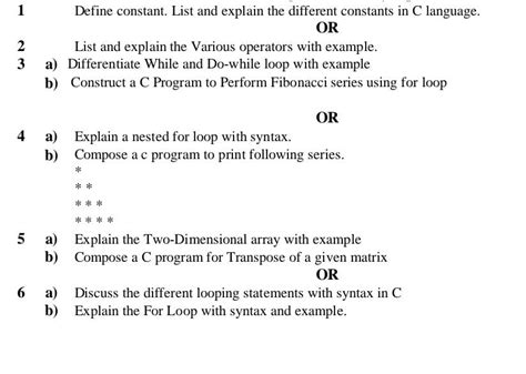 1 Define Constant List And Explain The Different Constants In C Language