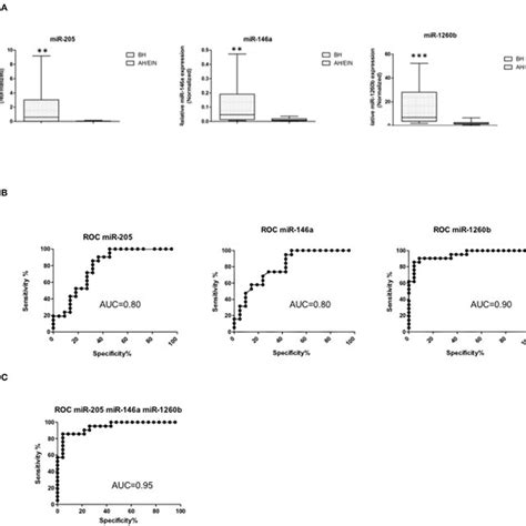 validation and roc curve analysis of identified mirs a validated