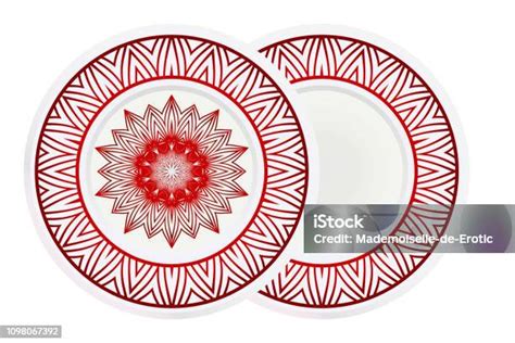 인테리어 디자인에 대 한 번호판입니다 만다라 장식 된 도자기 접시입니다 벡터 일러스트입니다 격리 라운드 형상 꽃 패턴입니다 실내 장식 가정 장식 요소 고체에 대한 스톡 벡터