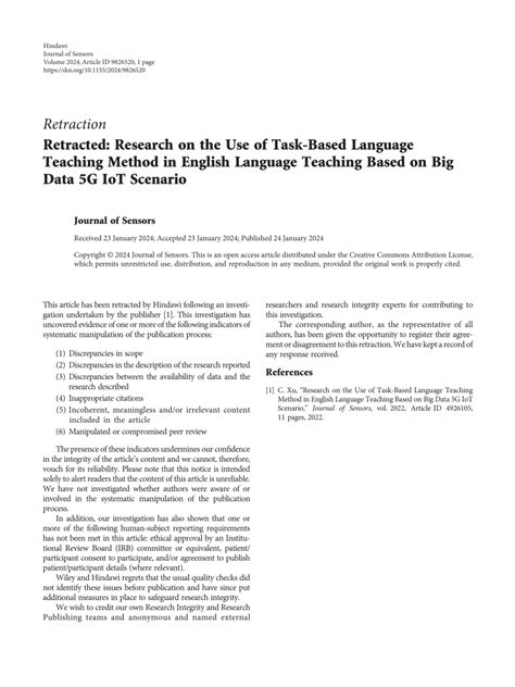 Pdf Retracted Research On The Use Of Task Based Language Teaching Method In English Language