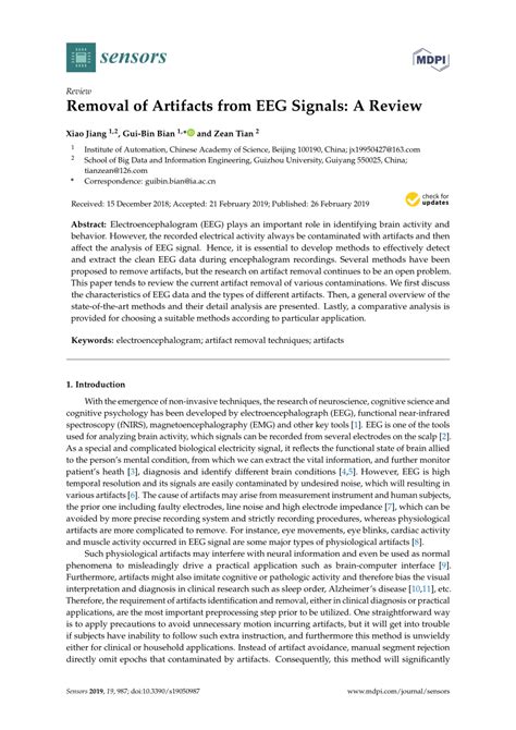 Pdf Removal Of Artifacts From Eeg Signals A Review