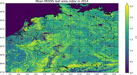 The Yearly Mean Modis Leaf Area Index In 2014 Download Scientific