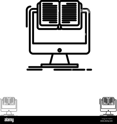 Document File Computer Cv Book Bold And Thin Black Line Icon Set Stock Vector Image Art