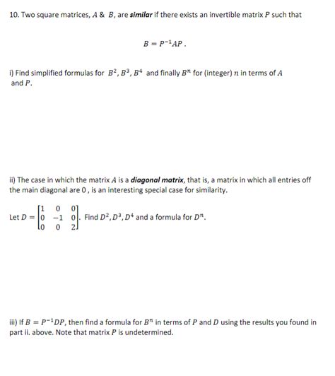Solved Two Square Matrices A B Are Similar If There Chegg