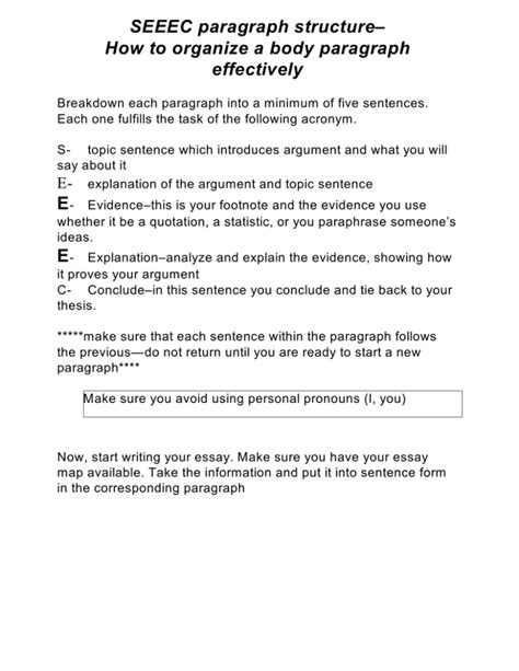 Seeec Paragraph Structure Essay Writing Guide