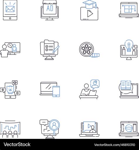 Web Design Line Icons Collection Responsive Vector Image