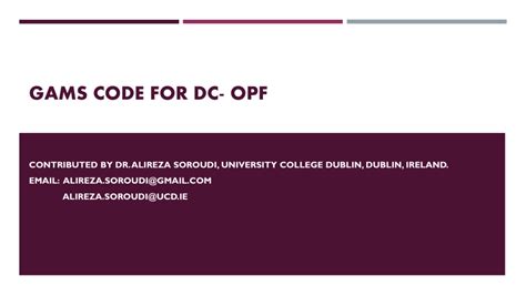 Pdf Gams Code For Dc Opf
