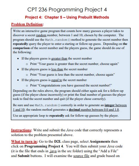 Solved CPT 236 Programming Project 4 Project 4 Chapter 5 Chegg