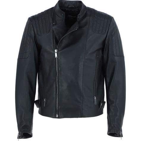 Black Sheepskin Leather Biker Jacket Monal Jackets Uk