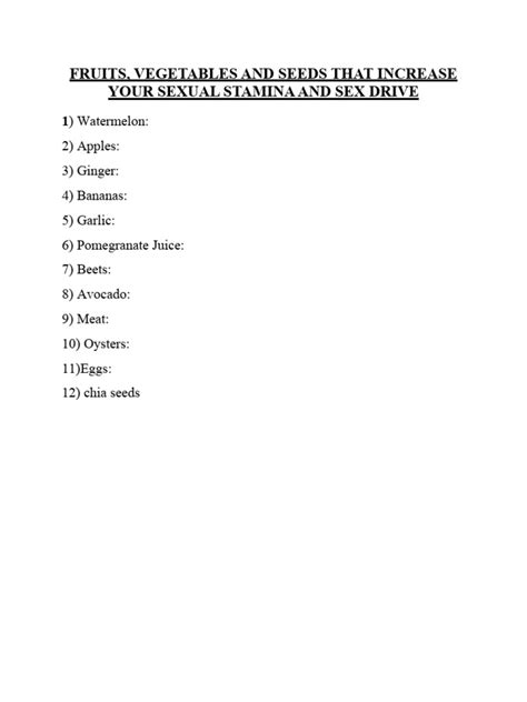 11 Foods That Increase Your Sexual Stamina And Sex Drive Pdf Fruit Vegetables