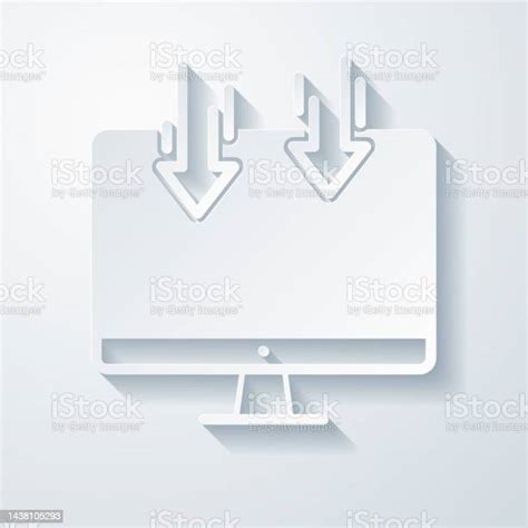 데스크톱 컴퓨터로 보내기 빈 배경에 종이 자르기 효과가 있는 아이콘 3차원 형태에 대한 스톡 벡터 아트 및 기타 이미지 3차원 형태 개념 공란 Istock