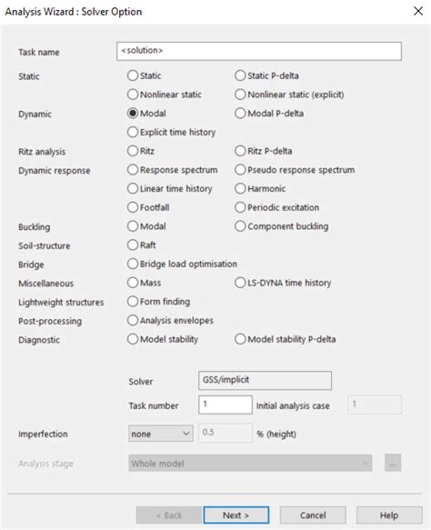 Analysis Tasks Oasys GSA Documentation