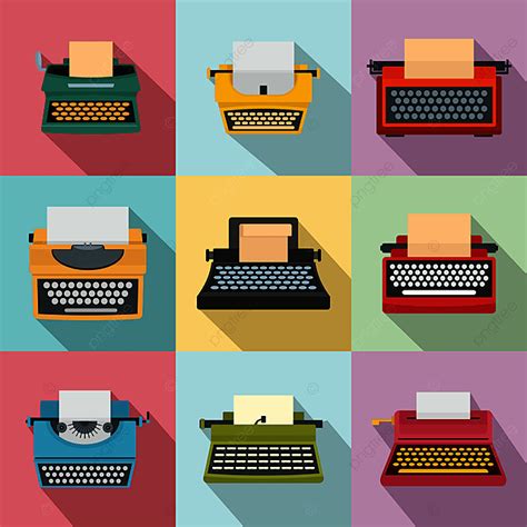 Typewriter Keyboard Vector Art Png Typewriter Machine Keys Old Keyboard Icons Set Web Manual