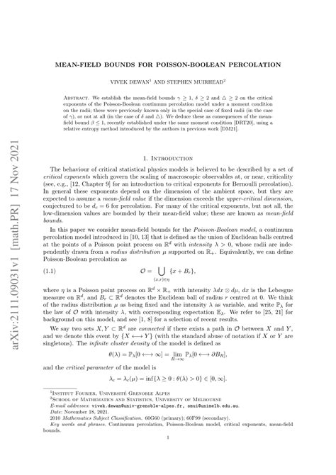 Pdf Mean Field Bounds For Poisson Boolean Percolation