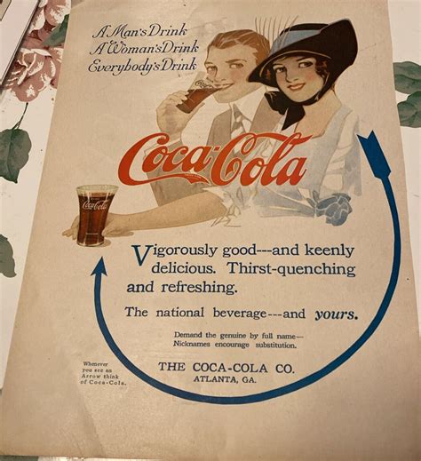 1914 Coca Cola Color Ad Couple Enjoying Glass Blue Arrow 9x12 Comb