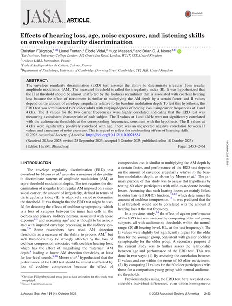 Pdf Effects Of Hearing Loss Age Noise Exposure And Listening