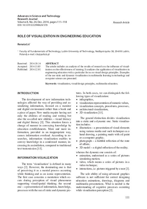 pdf role of visualization in engineering education