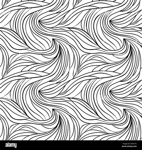 Abstract Texture Background Template Of Doodle Seamless Wavy Line Curve Linear Wave Free Form