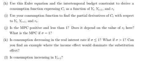 solved h use this euler equation and the intertemporal