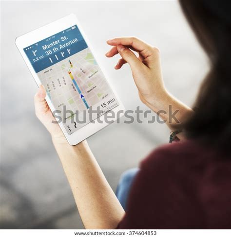 Woman Gps Map Direction Navigation Traveling Stock Photo 374604853 Shutterstock