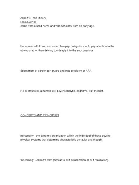 Allports Trait Theory Phenotypic Trait Personality Psychology Allports Trait Theory Phenotypic Trait Personality Psychology