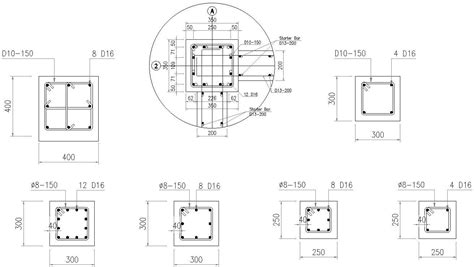 Different Dimension Of Column Plates In Autocad Dwg File