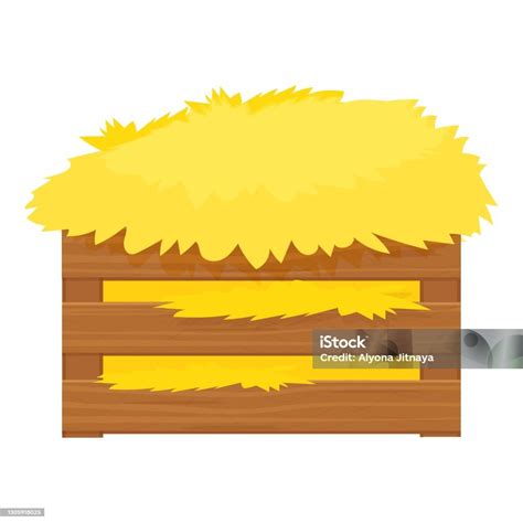 건초의 베일 흰색 배경 스톡 벡터 일러스트레이션에 고립 된 만화 스타일의 나무 상자에 건초 더미 수확 농촌 농업 농업 0명에 대한 스톡 벡터 아트 및 기타 이미지 Istock