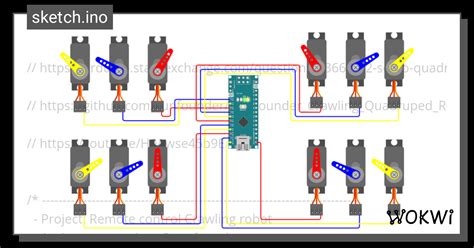 12 Servo Quadruped Wokwi Esp32 Stm32 Arduino Simulator
