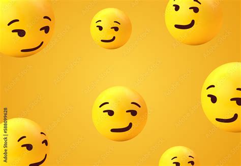 D Smirking Emoji Face Background Collection Sexual Face Yellow