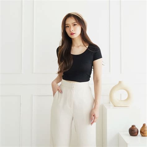 Jual Kaos Casual Sexy Crop Top Kaos Crop Tee Baju Atasan Wanita 083