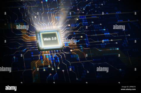 Web 30 Concept A Powerful Central Computer Processor Or Cpu Is Working At Its Maximum Capacity