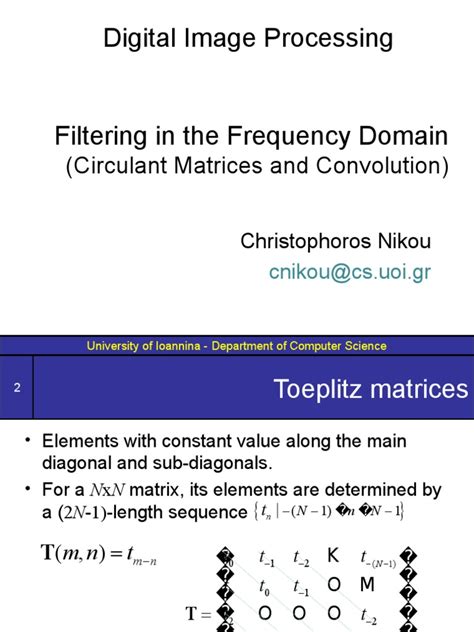 convolution in the frequency domain exploring circulant and toeplitz