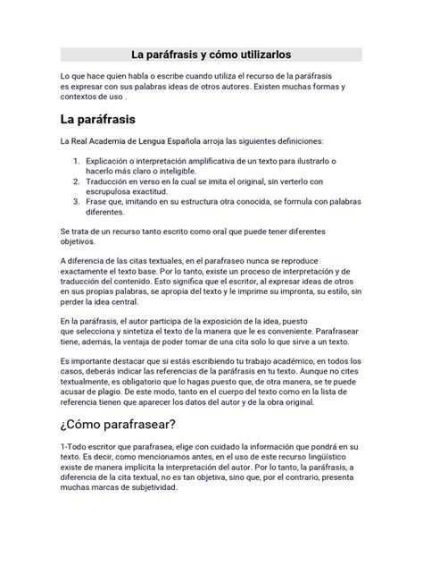 La Paráfrasis Pdf Autor Traducciones