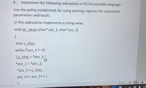 Solved 4 Implement The Following Subroutine In Pic24