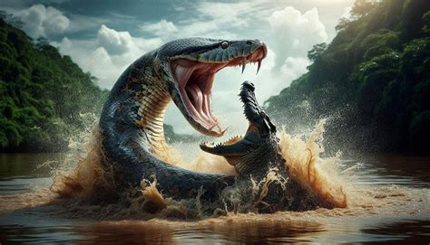 Download Crocodile Fighting Giant Python Royalty Free Stock