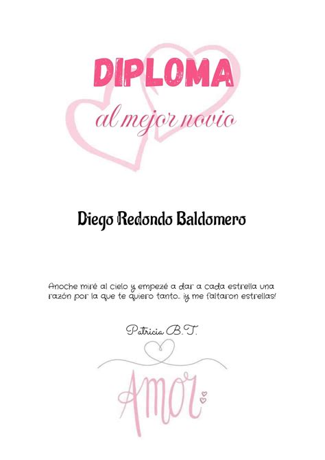 Diploma Al Mejor Novio Y Diploma A La Mejor Novia