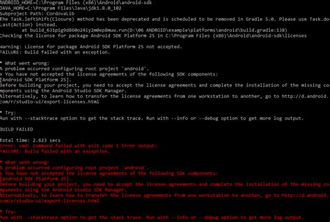 Android Command Failed With Exit Code Error Output FAILURE Build Failed With An Exception