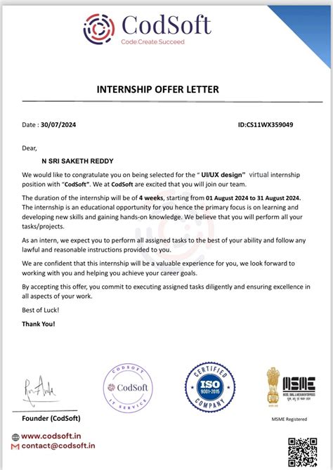 Saketh Reddy On Linkedin Internship Codesoft