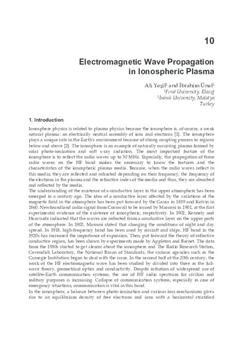Pdf Electromagnetic Wave Propagation In Ionospheric Plasma