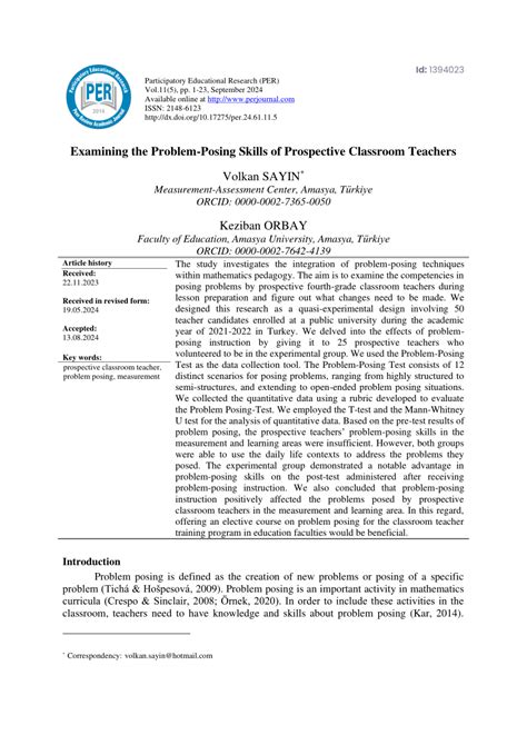 Pdf Examining The Problem Posing Skills Of Prospective Classroom Teachers