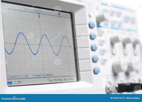 Closeup On A Digital Oscilloscope Showing A Sinuso Stock Image Image