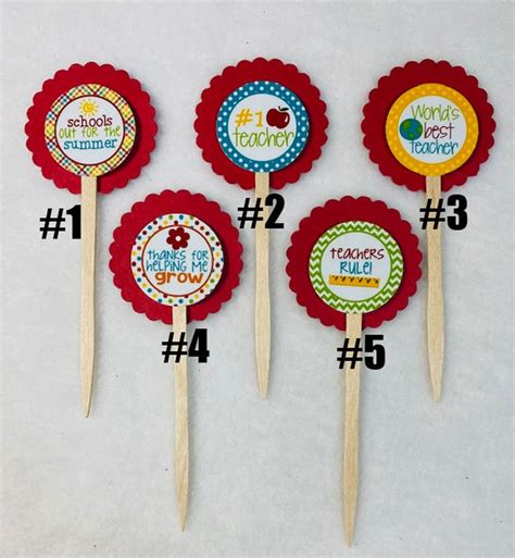 Set Of 12 Teacher Appreciation Cupcake Toppers Your Choice Of 12 Etsy