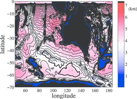 Bathymetry Of The Computational Domain Contours Show The Base 10