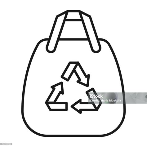 재활용 가방 라인 아트 생태학 아이콘 디자인 템플릿 벡터 일러스트 레이 션 가방에 대한 스톡 벡터 아트 및 기타 이미지 가방