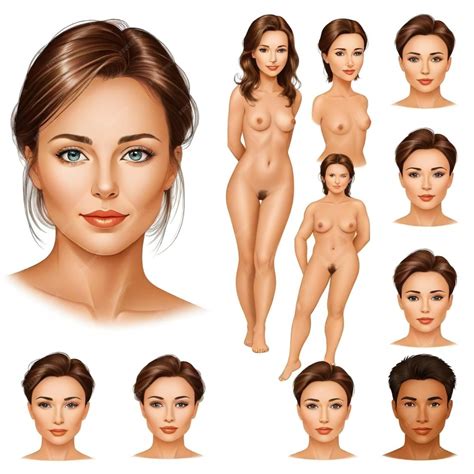 Caucasian Vector Set White Background Isolated Premium Ai Generated Vector