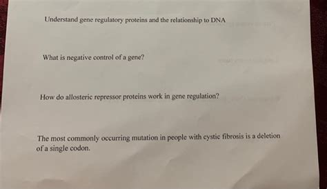 Solved Understand Gene Regulatory Proteins And The