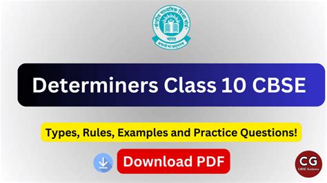 Determiners Class 10 English Grammar Notes Exercises And Free Pdf Download Cbse Guidance