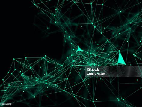 녹색 삼각형 추상적 배경입니다 엉망 네트워크 파티클 배경 미래 지향적 인 주총 배열 빅 데이터 3d 일러스트레이터 녹색에 대한 스톡 사진 및 기타 이미지 Istock