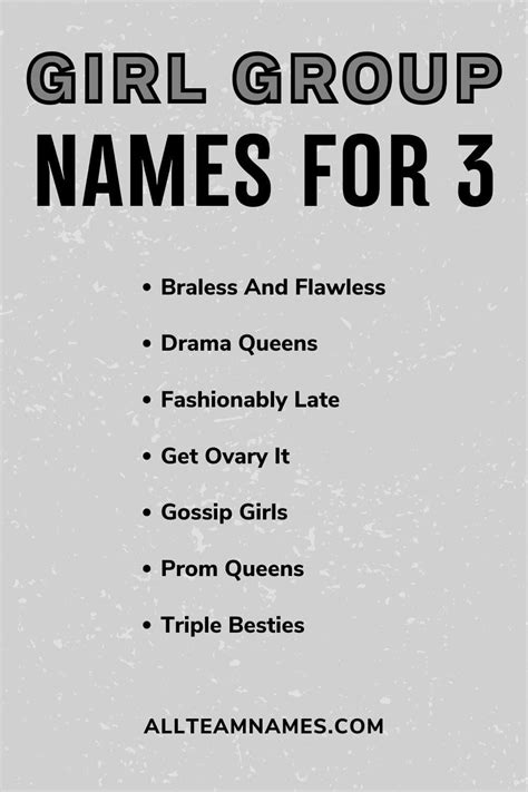 Girl Group Names For 3 List Group Names Ideas Girls Group Names
