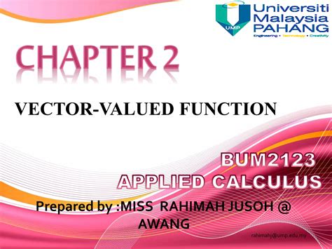 Applied Calculus Chapter 2 Vector Valued Function Pptx Physics